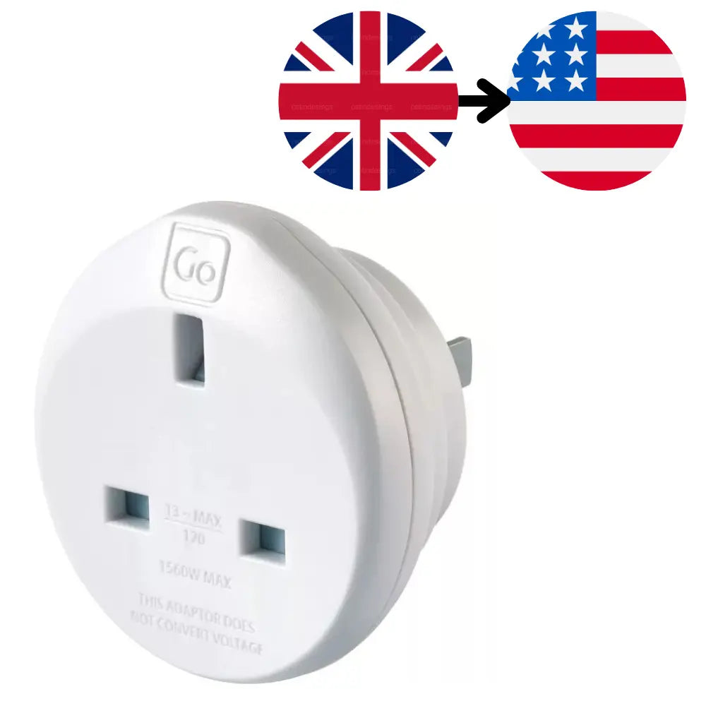Go Travel Adaptor UK 3 Pin to USA 2 Pin | 526.101 – Heavins