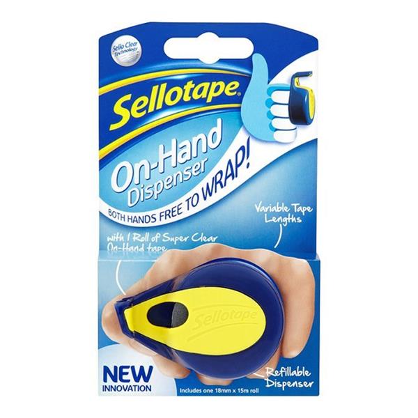 Sellotape on Hand Clip Dispenser 15 Metre x 18mm | 1642-04 – Heavins