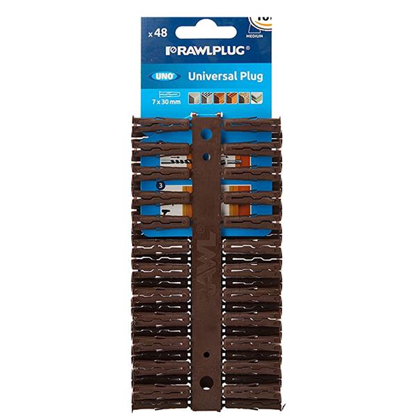 Rawlplug Brown Plastic Wall Plugs 7mm Card of 48 | APP8555 – Heavins