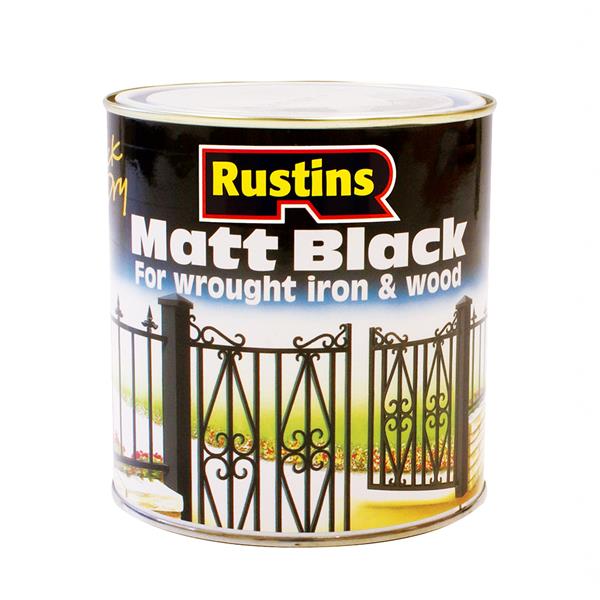 Rustins 500ml Matt Wood & Metal Paint - Black | R900010 – Heavins