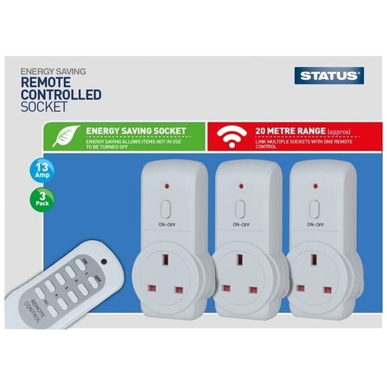Status 3 Pack Remote Control 13A Sockets | SREMSOC3PK3 – Heavins