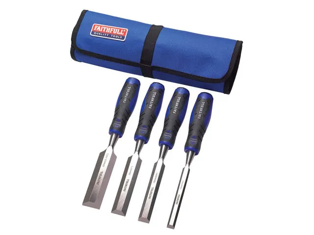 Faithfull Chisel Set with Storage Roll, 4 Piece | XMS24CHISEL4 – Heavins