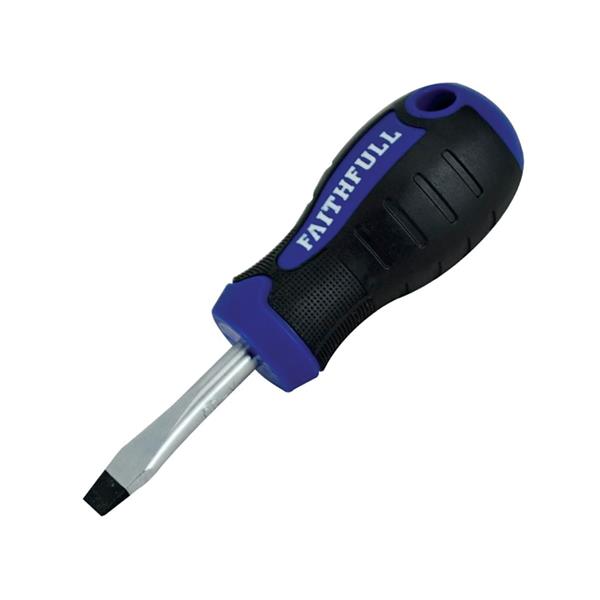 Faithfull Soft Grip Stubby Screwdriver Flared Slotted Tip 6.5 x 38mm ...