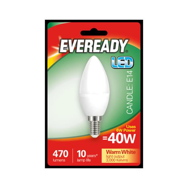 Eveready 6W (40W) E14 Candle LED Bulb | 1826-22 – Heavins