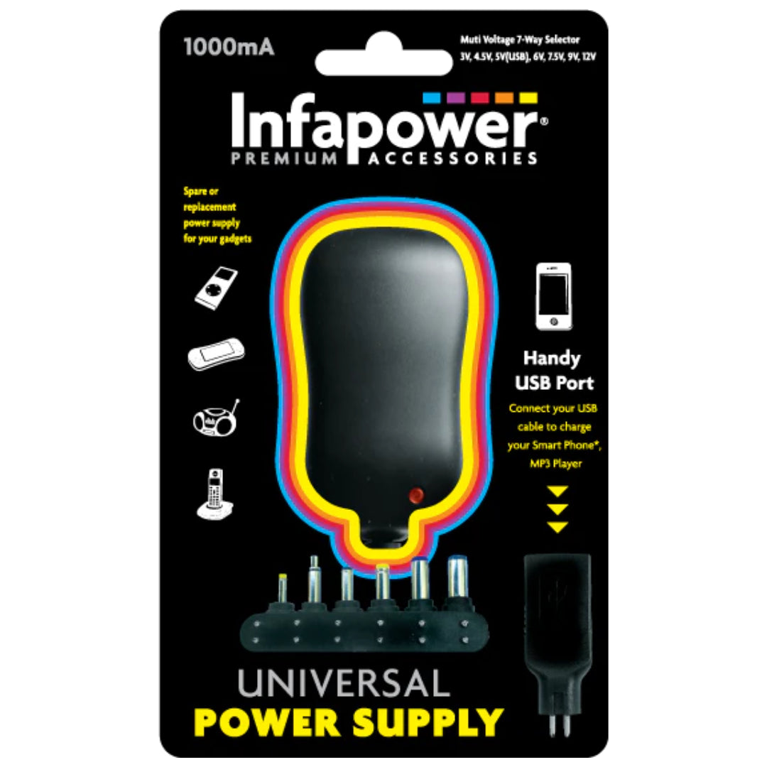 Infapower Universal Power Supply 1000ma 3v - 12v | 210350 – Heavins