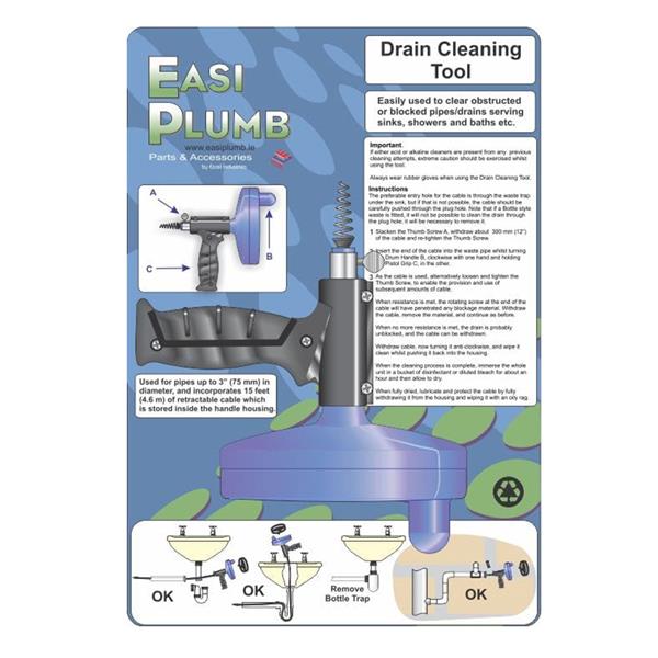 Easi Plumb 15Ft Drain Clearing Tool Wire | EP15CA – Heavins