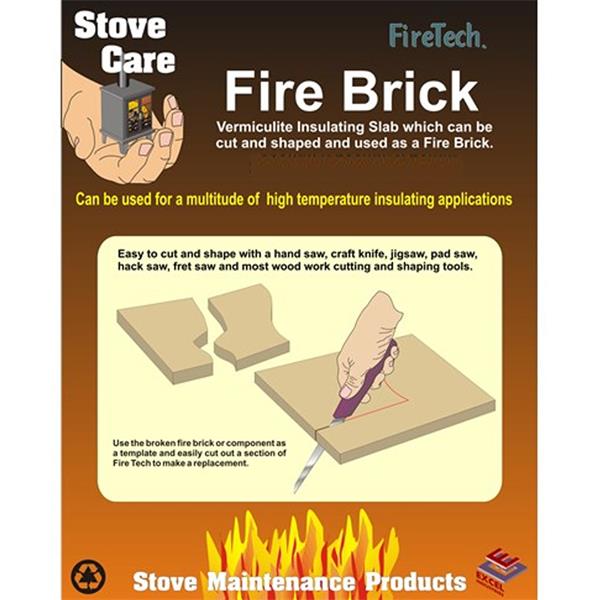 Easi Plumb Stove Care FireTech Replacement Fire Brick 30cm x 50cm x 2 ...