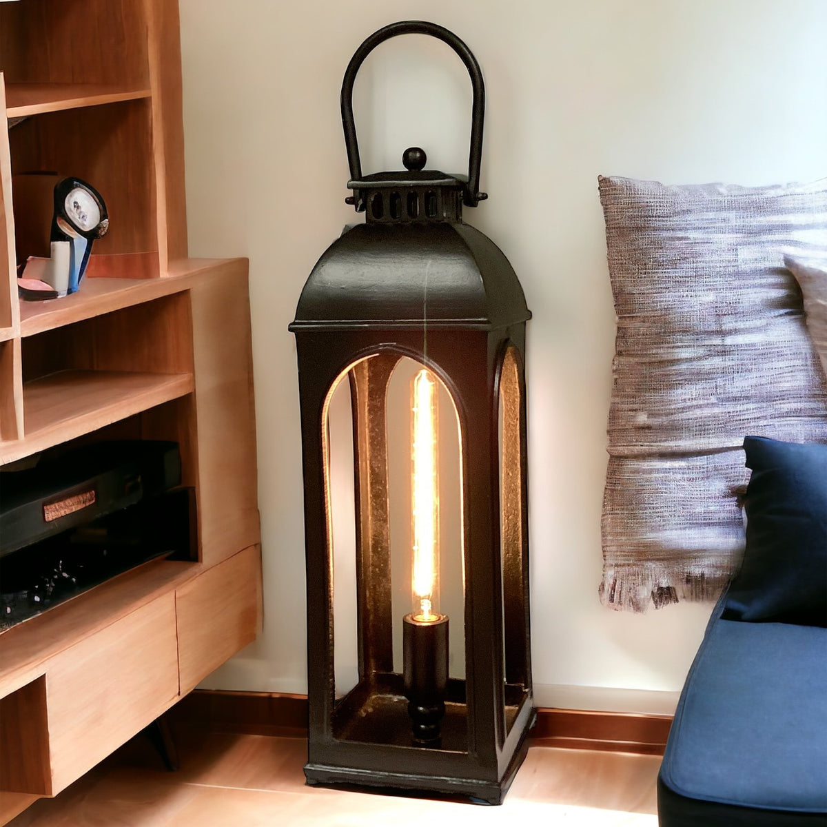 Macquillan Handmade Cast Aluminium Lantern Lamp 26 Inch - Matt Black ...