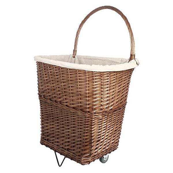 Sirocco Large Wicker Log Wheelie Cart ( Turf Basket ) with Canvas Line ...