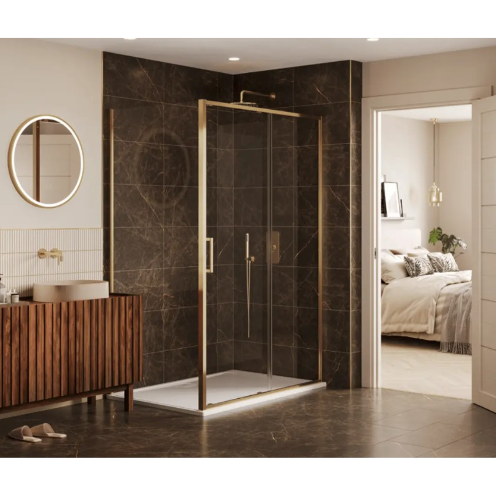 Merlyn 6 Series Sleek Sliding Shower Door | Chrome, Black, Brushed Bra ...