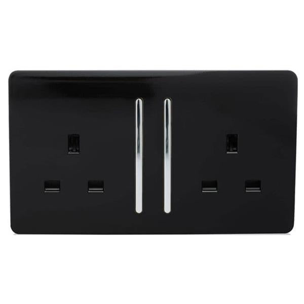 Trendi Double Switched Socket 2 Gang 13Amp - Black | 9100-48 – Heavins