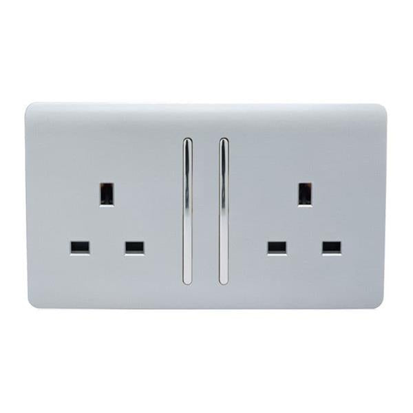 Trendi Double Switched Socket 2 Gang 13 Amp - Silver | 9100-84 – Heavins