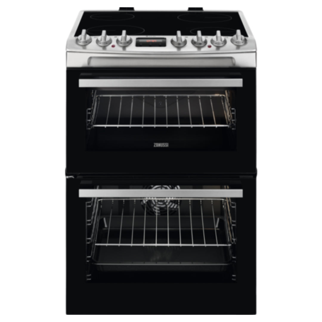 Zanussi Electric Cooker with Ceramic Hob 60cm Black Stainless Stee Heavins