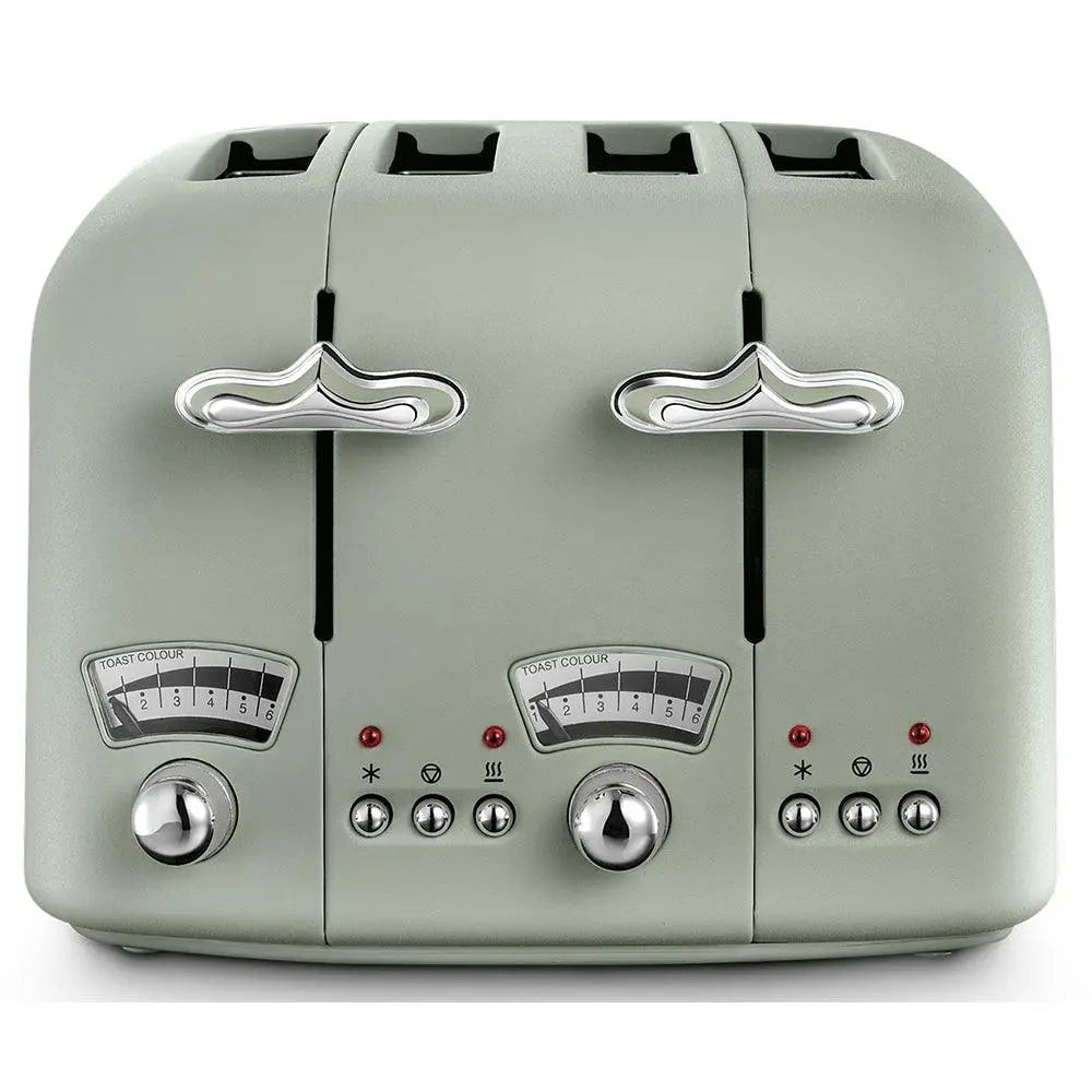 Delonghi Argento Flora 4 Slice Retro Toaster - Green – Heavins