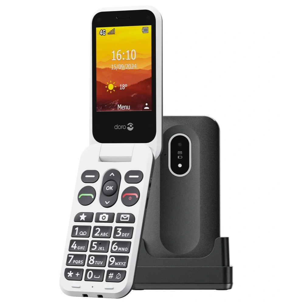 DORO Leva L20 Sim Free Flip Phone with Big Buttons - White – Heavins